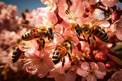 Premium Ai Image Photo Of Bees Pollinating