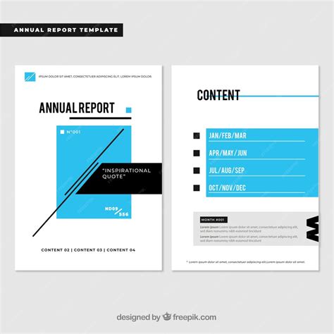 플랫 스타일의 연례 보고서 디자인 무료 벡터