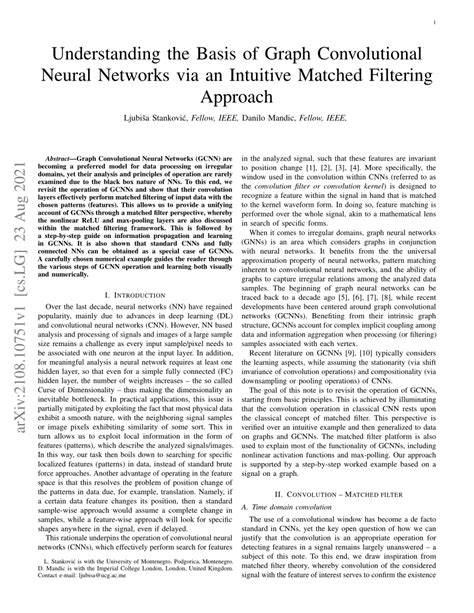 Pdf Understanding The Basis Of Graph Convolutional Neural Networks Via An Intuitive Matched