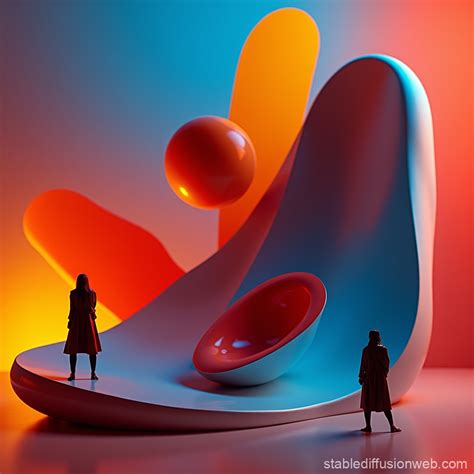 Vibrant Sculptural Form Interaction Stable Diffusion Online