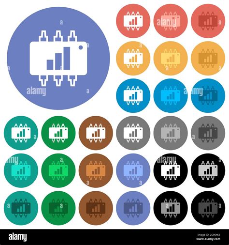 Hardware Acceleration Multi Colored Flat Icons On Round Backgrounds Included White Light And