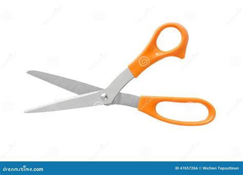 Scissors In Orange On A White Background Scissors With Serrations On The Handle Stock Image