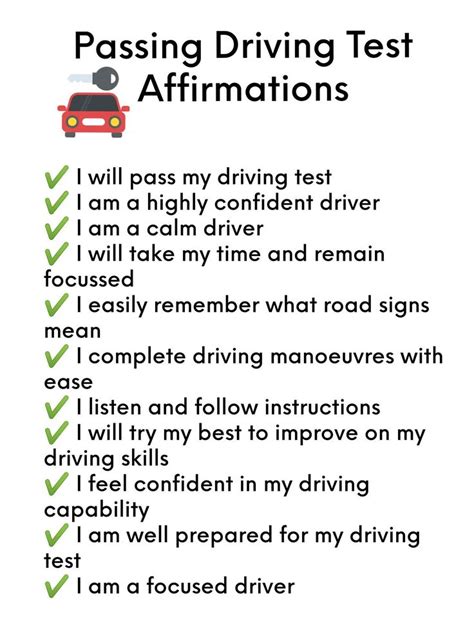 Passing Driving Test Affirmations Theory Test Practical Pass Instant Printable Digital