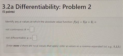 Solved 3 2a Differentiability Problem 2 5 Points Identify
