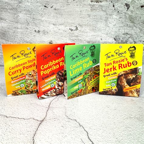 Caribbean Spice Rub Collection Set Of Four Flavourful Blends By Tan Rosie