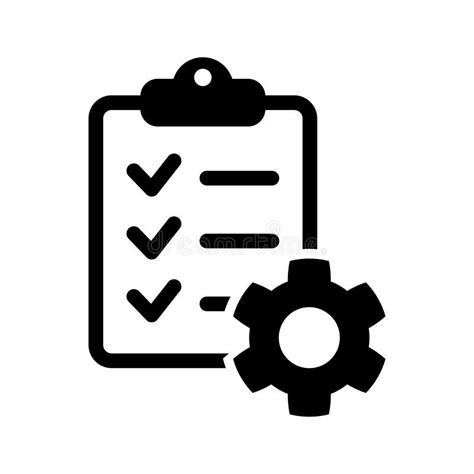 Clipboard And Gear Icon Project Management Concept Flat Style Technical Support Check List
