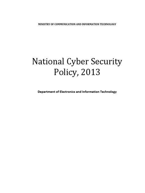 National Cyber Security Policy 2013 Pdf Computer Security Security