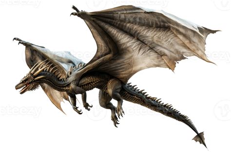 Majestic Flying Dragon With Detailed Scales And Wings Spread Wide In