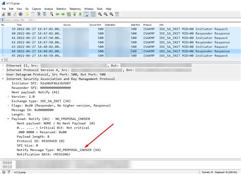 Wireshark No Proposal Phase 1 Authentication