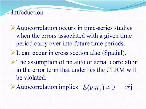 Autocorrelation Concept Causes And Consequences Ppt