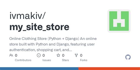 Github Ivmakivmysitestore Online Clothing Store Python Django An Online Store Built