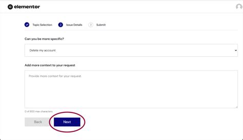 delete a user account elementor