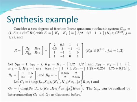 Synthesis Of Linear Quantum Stochastic Systems Via Quantum Feedback Networks Ppt