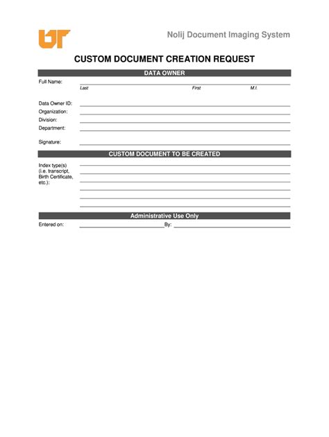 Fillable Online Academic Uthsc Custom Document Creation Request