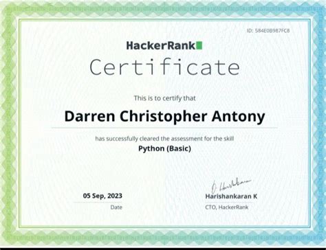 Coding Python Hackerrank Achievementunlocked Darren Christopher Antony