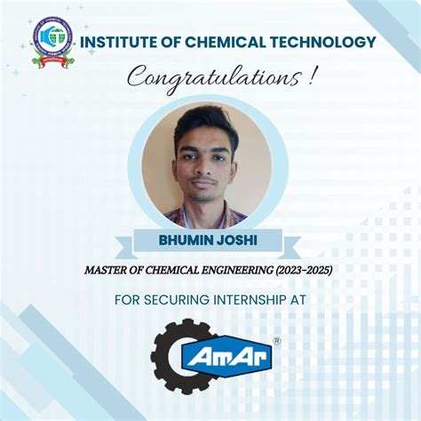Ict Chemical Engineering Placement Cell On Linkedin Amar Internship Talent