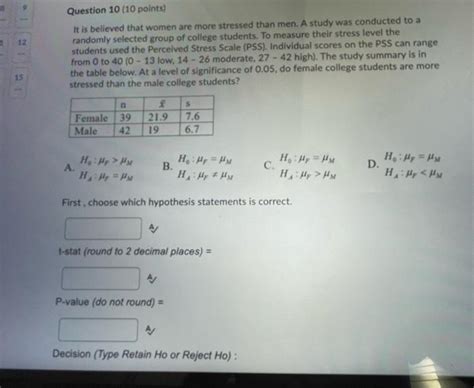 Solved Question 10 10 Points It Is Believed That Women Are