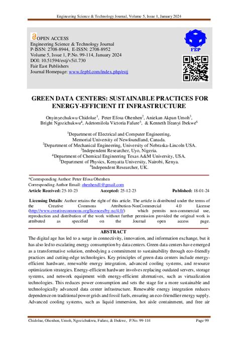 Pdf Green Data Centers Sustainable Practices For Energy Efficient It Infrastructure