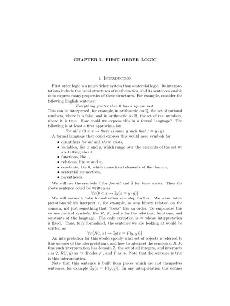 Logic Chapter 2 Pdf Interpretation Logic First Order Logic