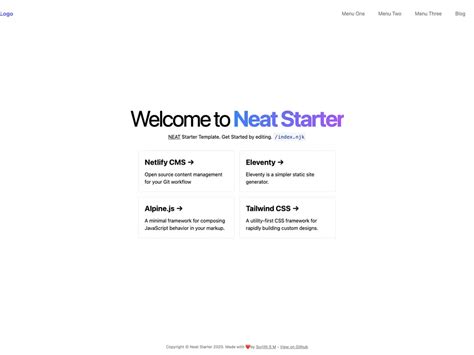 Neat Starter By Surjithctly A Eleventy Template Built At Lightspeed