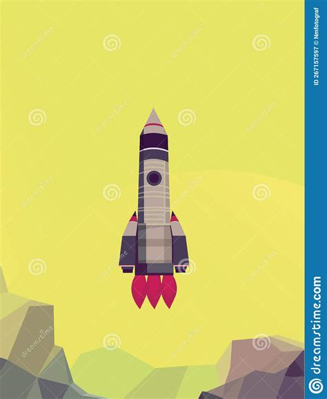 Spaceship Launch To Outer Space Cosmos Exploring Concept Space Rocket Launch Stock Vector
