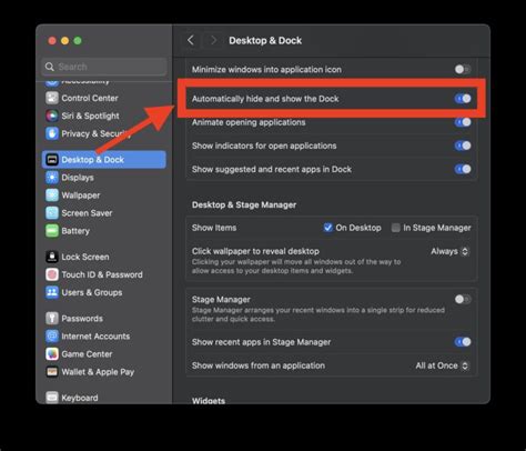 how to automatically hide and show the dock on mac