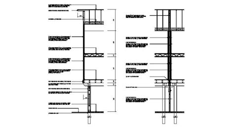 Left And Front Side Cut Constructive Section Cad Drawing Details Dwg