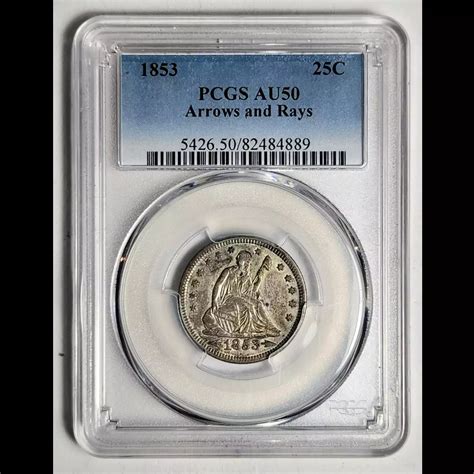 1853 Seated Liberty Quarter PCGS AU-50 Arrows and Rays - Bob Paul Rare ...