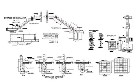 Staircase Constructive Sectional Details With Footings Cad Drawing Details Dwg File