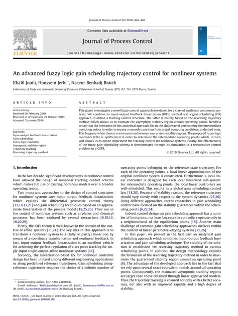 Pdf An Advanced Fuzzy Logic Gain Scheduling Trajectory Control For