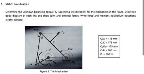 Solved Static Force Analysis Determine The Unknown Balancing Torque Tz Specifying The