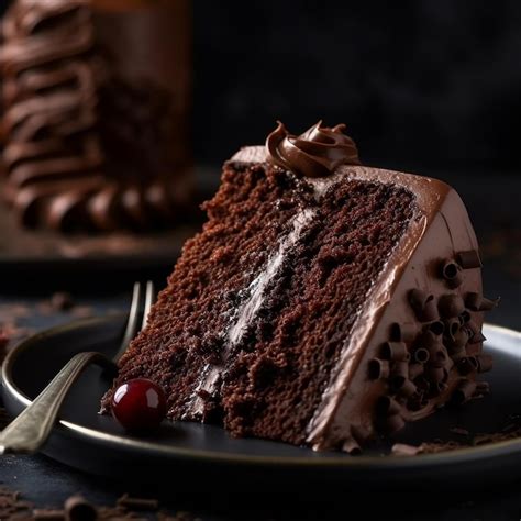 Premium Ai Image Slice Of Chocolate Cake