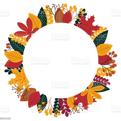 가을 계절 프레임 단풍과의 경계 텍스트를위한 공간이있는 흰색 배경 벡터 가을에 대한 스톡 벡터 아트 및 기타 이미지 가을 단풍나무속 화관 Istock