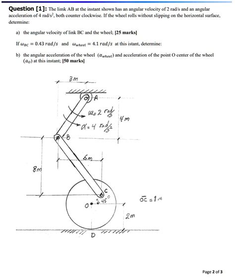 Solved The Link Ab At The Instant Shown Has An Angular Velocity Of 2