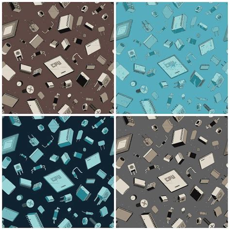 Premium Vector Electronic Components In Retro Style Poster