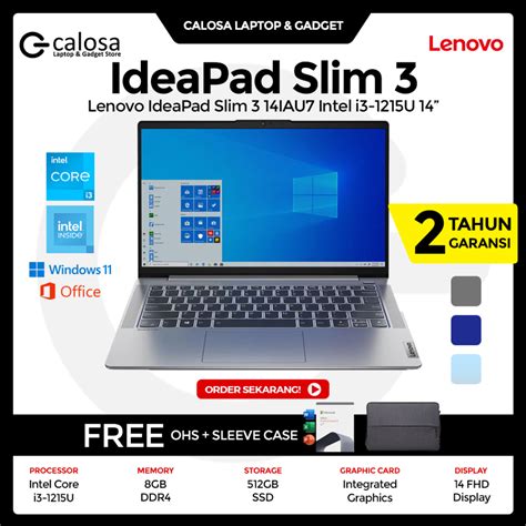 Jual Lenovo IdeaPad Slim 3 14IAU7 Intel I3 1215U RAM 8GB 512GB 14 Full HD Windows 11 OHS
