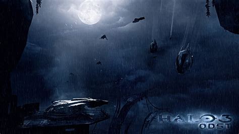 Video Games Halo Halo 3 Odst Rain Night Moon Odst Banshee Halo