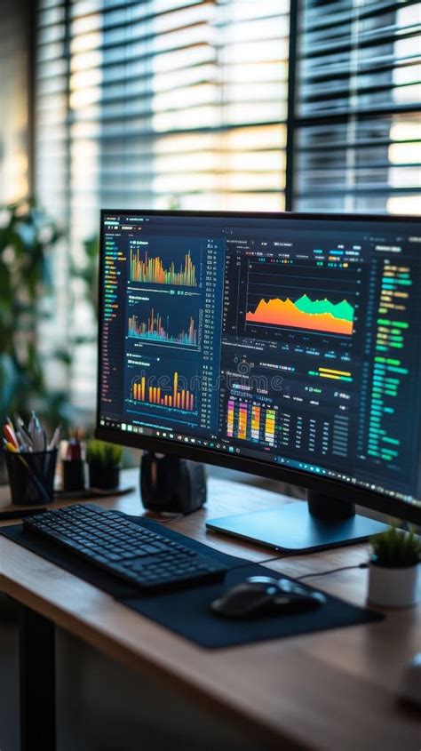 Data Analysis Dashboard Displayed On A Modern Computer Screen Vibrant Graphs And Charts Analyze