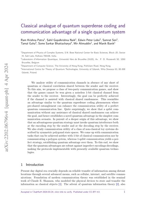 pdf classical analogue of quantum superdense coding and communication advantage of a single