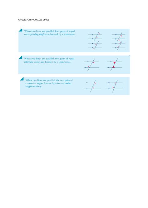 Angles ON Parallel Lines ANGLES ON PARALLEL LINES When Two Lines Are Parallel Four Pairs Of