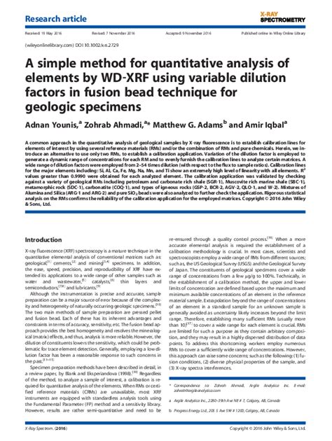 pdf a simple method for quantitative analysis of elements by wd xrf