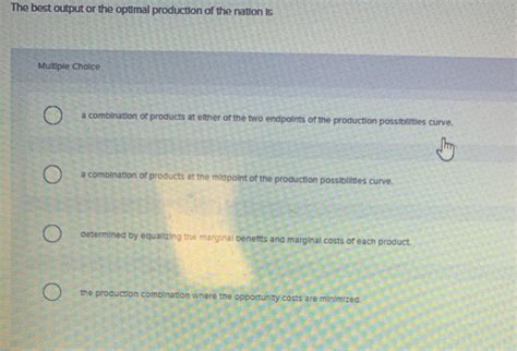 Solved The Best Output Or The Optimal Production Of The