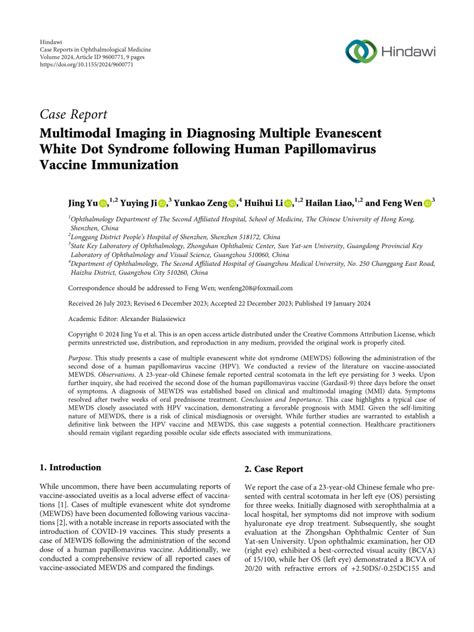 Pdf Multimodal Imaging In Diagnosing Multiple Evanescent White Dot Syndrome Following Human