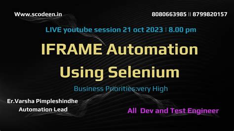 Iframe Automation Using Selenium Scodeen Global Youtube