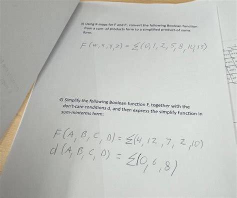 solved 3 using k maps for f and f convert the following