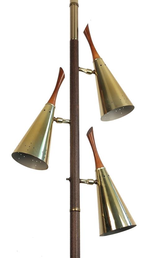 3 Light Tension Pole Lamp Find More Vintage Brass Wood Mid Century Danish Modern 3 Light