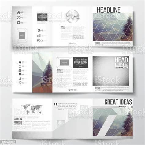 세트 트라이폴드 브로셔 스퀘어 디자인 템플릿 추상적임 색상화 0명에 대한 스톡 벡터 아트 및 기타 이미지 0명 2차 도형 3단 브로슈어 Istock