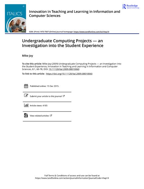 Undergraduate Computing Projects An Investigation Into The Babe Experience Ital To