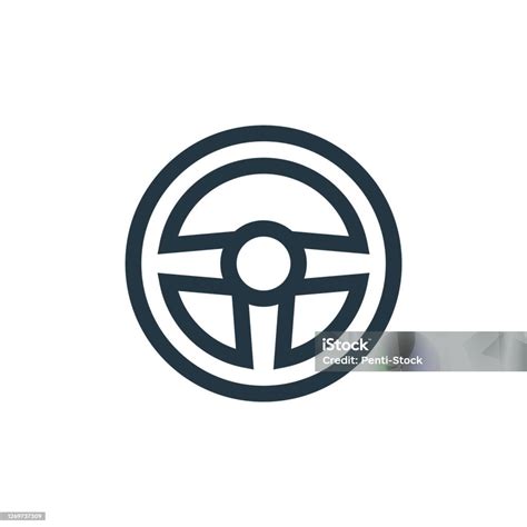 흰색 배경에 격리 된 스티어링 휠 벡터 아이콘 개요 웹 사이트 디자인 및 모바일 응용 프로그램 개발을위한 얇은 라인 스티어링 휠 아이콘 얇은 라인 스티어링 휠 윤곽선 아이콘