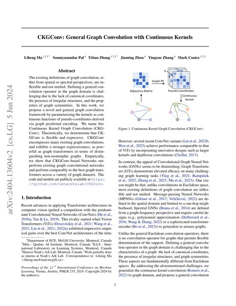 Pdf Ckgconv General Graph Convolution With Continuous Kernels